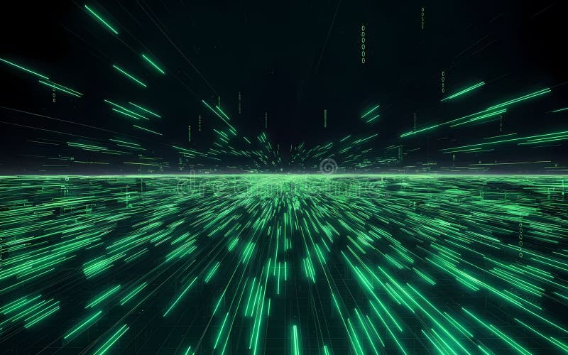 An Endless Digital Grid Extending into the Horizon. Stock Illustration ...