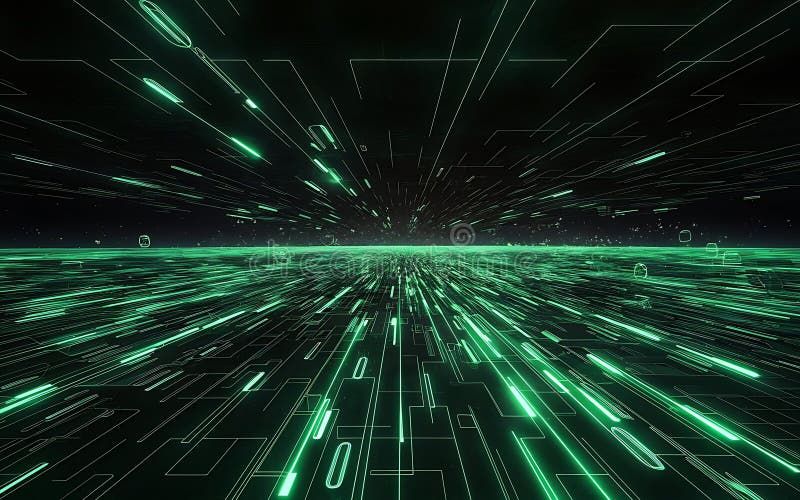 An Endless Digital Grid Extending into the Horizon. Stock Illustration ...