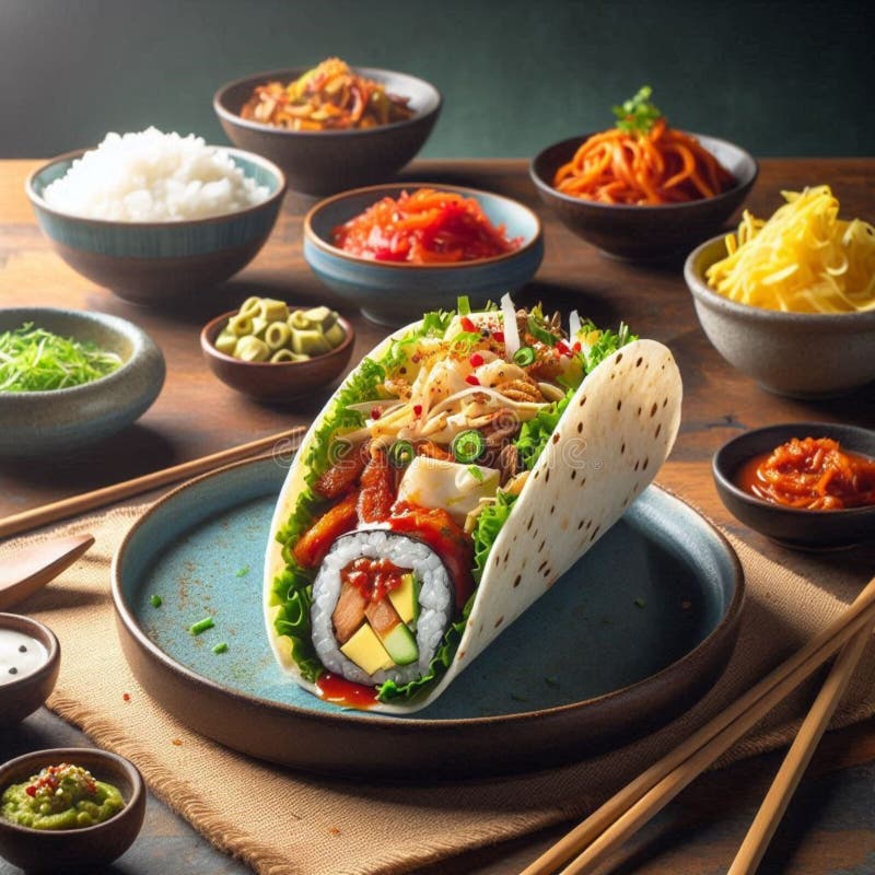 Sushi Taco Fusion stock illustration. Illustration of dinner - 334035148
