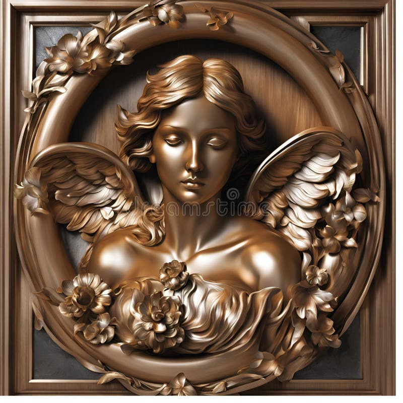 Aesthetic Angel Sculpture in Elegant Frame Design AI Generated Stock ...