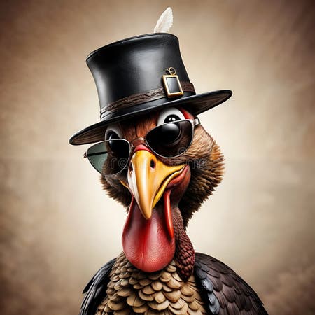 Cool turkey in a hat stock illustration. Illustration of duck - 340122498
