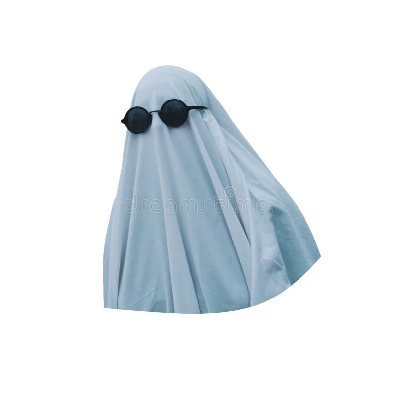 Playful Ghost Costume with Sunglasses Isolated on White Background ...