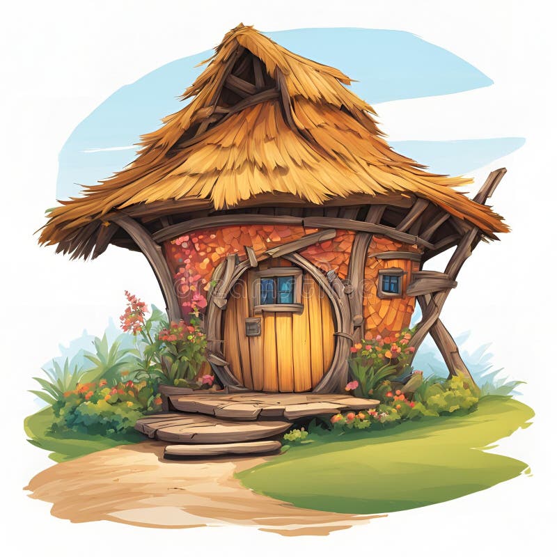 Cartoon hut fantasy stock illustration. Illustration of cottage - 336603700