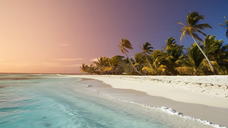 A Sandy Beach Scene with Crystal-clear Turquoise Water, the Colorful ...