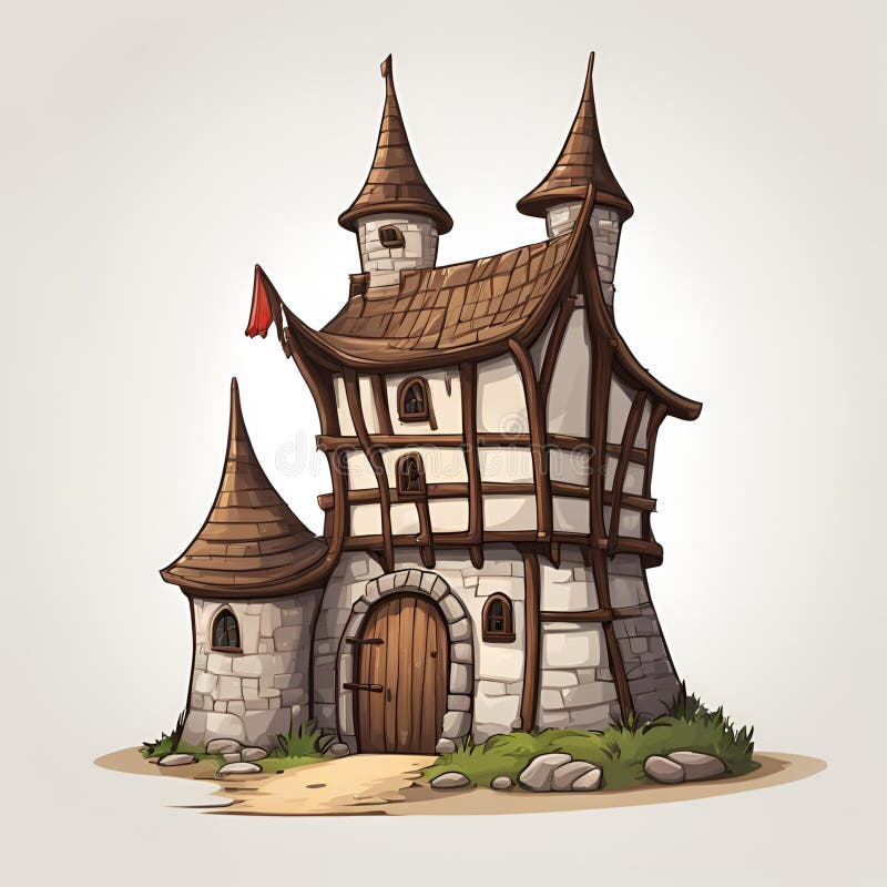 Cartoon medieval house stock illustration. Illustration of property ...