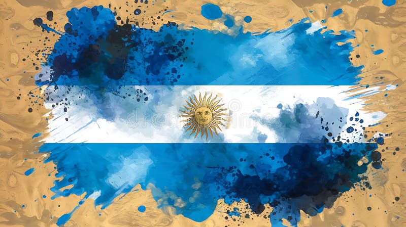 Artistic Splash of Argentina Flag Colors with Sun Emblem . Stock ...