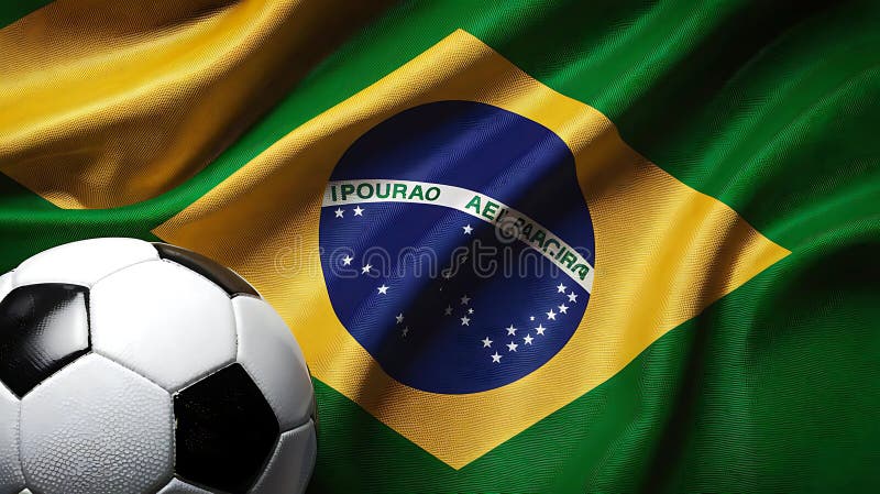 Brazilian Flag with Soccer Ball: Vibrant Sports Design . Stock ...