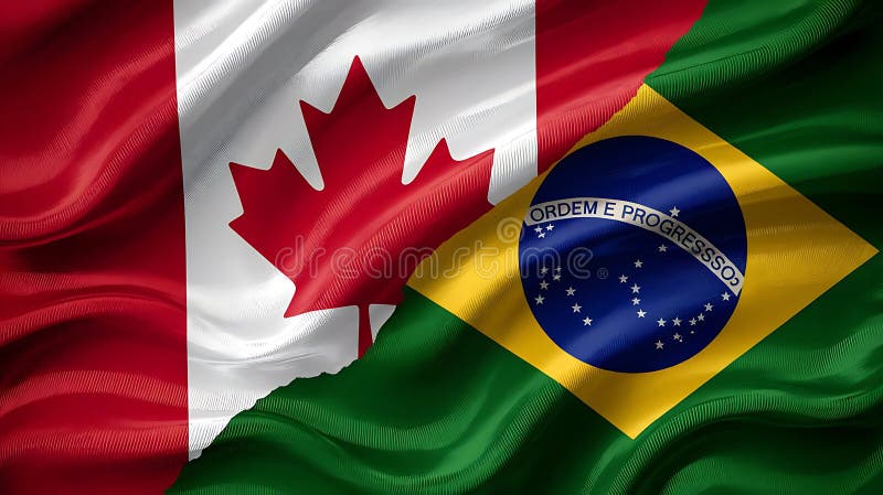 Canada and Brazil Flags Together: Symbol of International Partnership ...