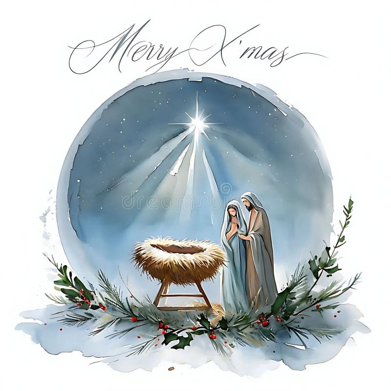 Divine Nativity Night stock illustration. Illustration of holynight ...