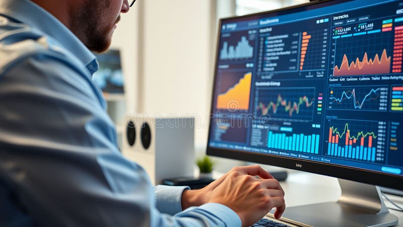 Business Analyst Using Data Dashboard for Performance Metrics Stock ...