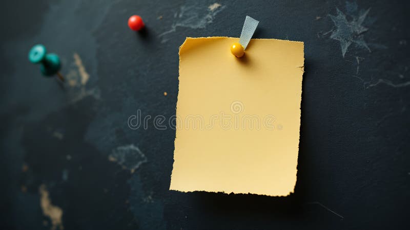Grunge Label and Ripped Paper with Thumbtack Stock Photo - Image of ...