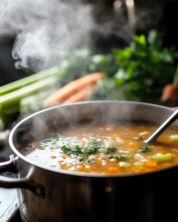 Delicious Vegetable Soup Preparation Cozy Kitchen Food Photography Warm ...