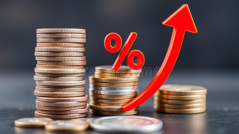 Rising Interest Rates and Financial Growth with Stacked Coins and ...