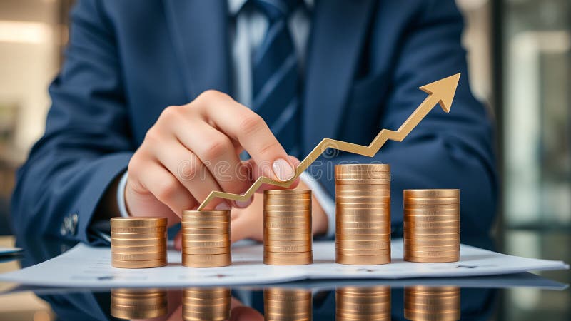 Financial Growth and Investment Concept with Coins and Upward Trend ...