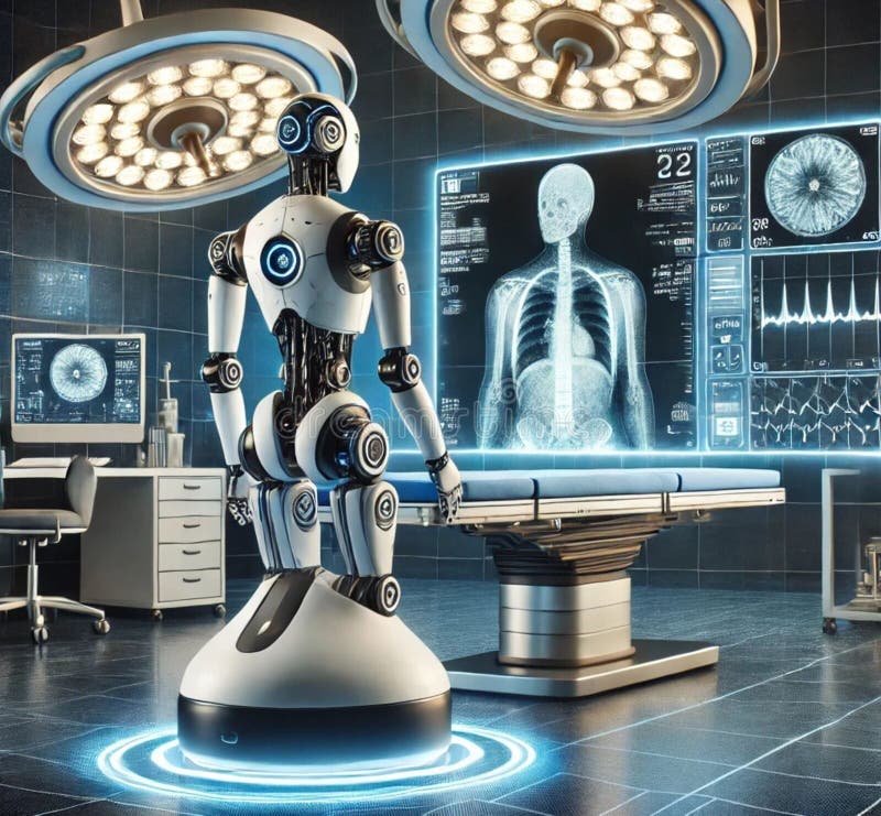 AI Robot Analyzing Medical Scan Stock Illustration - Illustration of ...