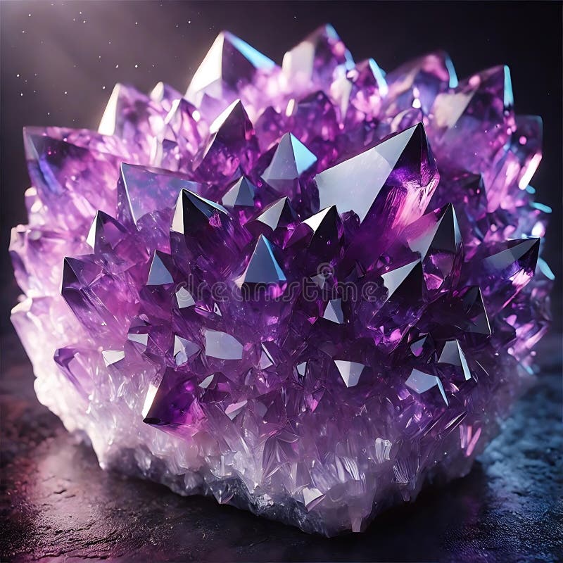 AI-Generated Amethyst Crystal Cluster with Radiant Glimmer Stock Photo ...
