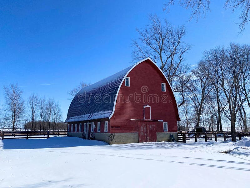 A Classic Gothic Style Barn in the Midwest Winter Stock Image - Image ...