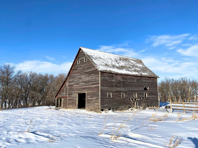 Solid Wooden Structure for this Barn in Snow Stock Photo - Image of ...
