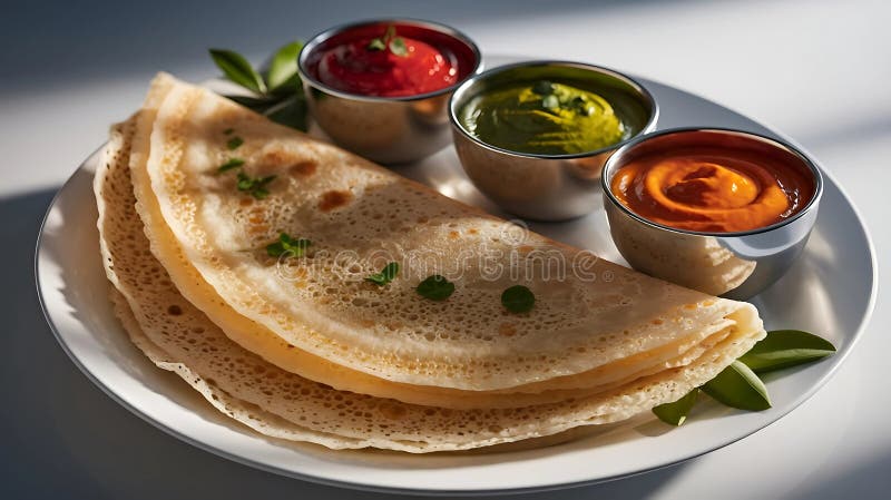 Authentic South Indian Dosa Sambar Chutneys Traditional Cuisine Stock ...