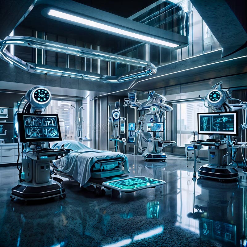 Next-Gen Hospital Room Featuring Smart Devices and Robotics Stock Image ...