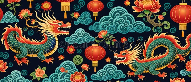 Elegant Chinese Folk Art Banner with Traditional Symbols and Cultural ...