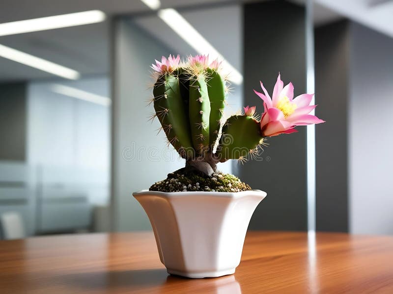 Cactus in office stock illustration. Illustration of light - 364494213