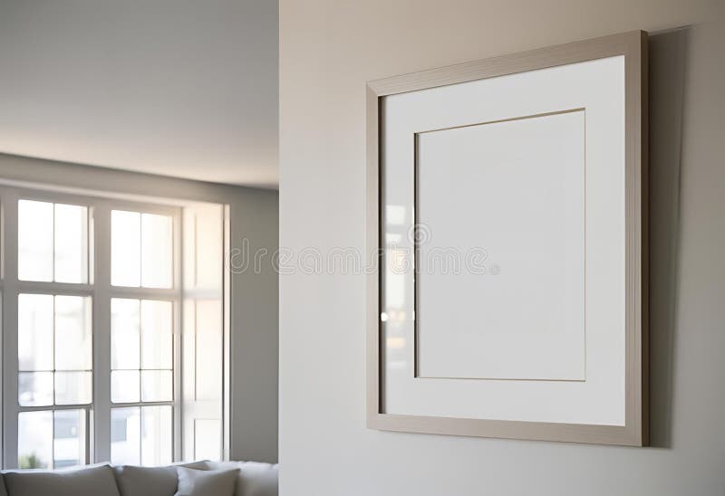 Modern Wooden Photo Frame in the Wall with Minimalist Style Stock Photo ...