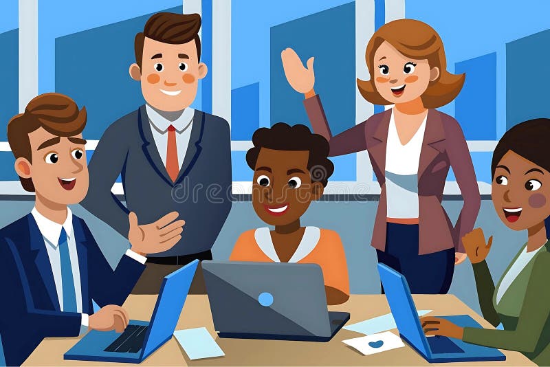 Successful Business Team Collaborating in a Modern Workplace ...