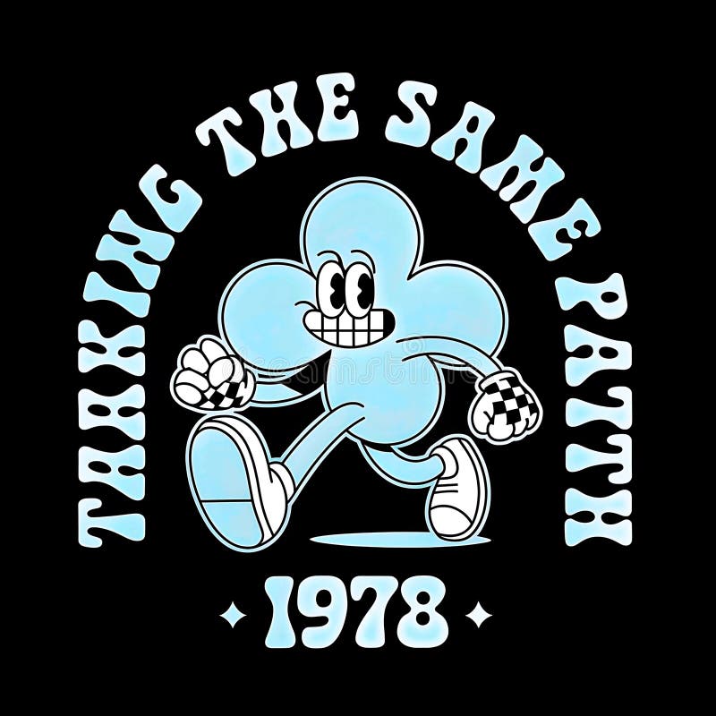 Taking the Same Path Flowers Cartoon Character Running T Shirt Design ...