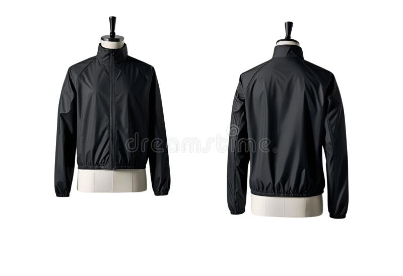 Black Windbreaker Mock Up, Front and Back View Stock Illustration ...