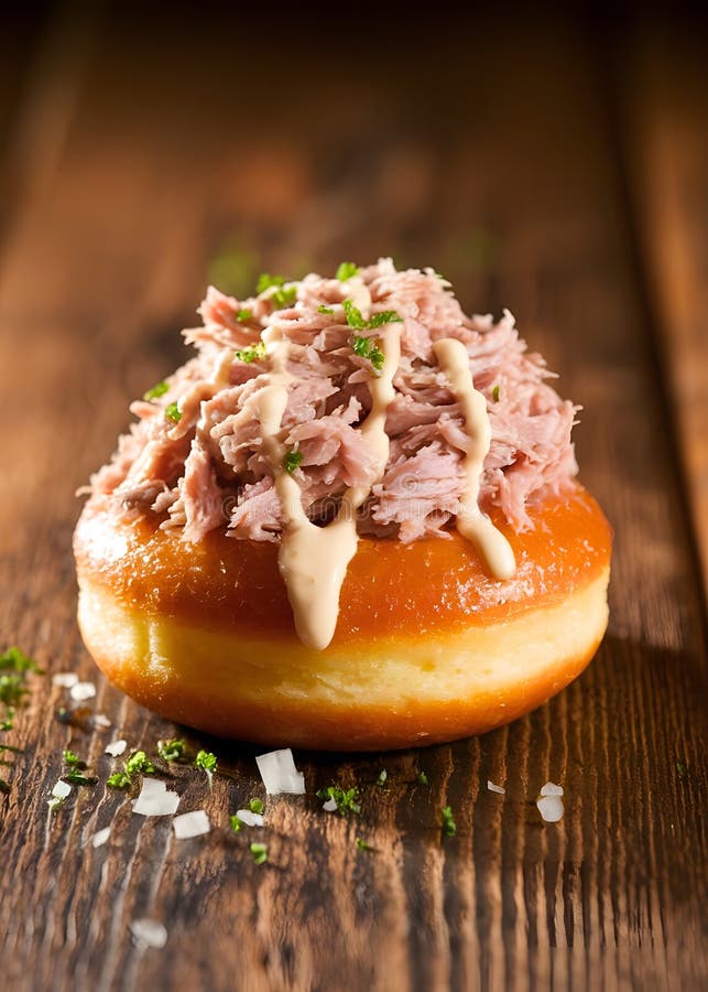 The Beautiful Savory Donut Topped with Shredded Tuna. Generative Ai ...