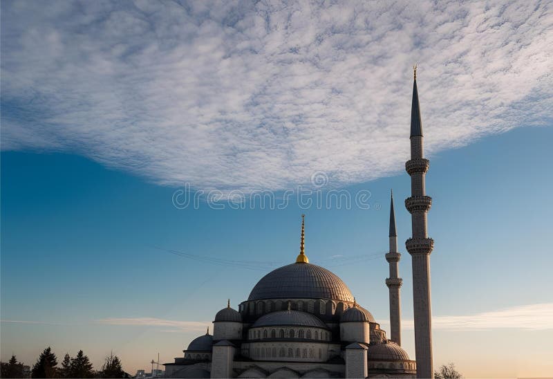 Islamic Mosque Building with Beautiful Sky Stock Image - Image of ...