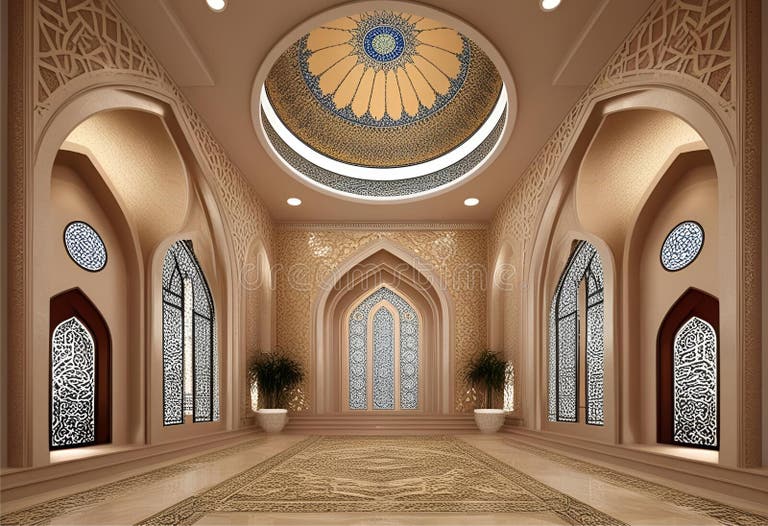 Interior Design of Arabian Islamic Mosque Building Stock Photo - Image ...