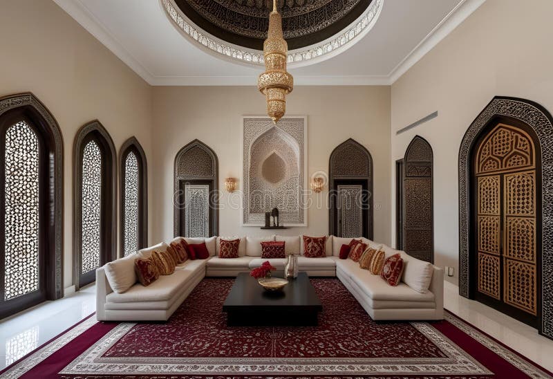 Interior Design of Arabian Islamic House Stock Image - Image of design ...