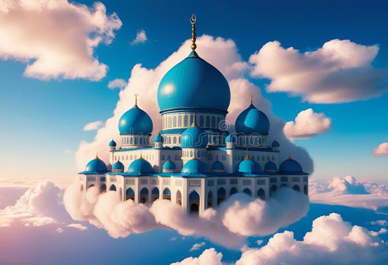 Islamic Mosque Building in the Cloud with Beautiful Sky Stock Image ...