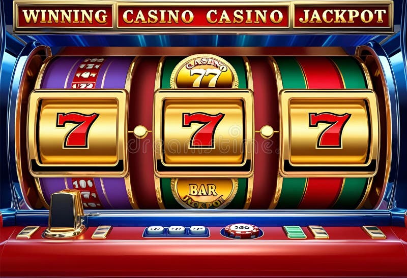 Colorful Casino Slot Machine Background with 777 Jackpot Winning Symbol ...