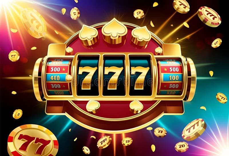 Colorful Casino Slot Machine Background with 777 Jackpot Winning Symbol ...