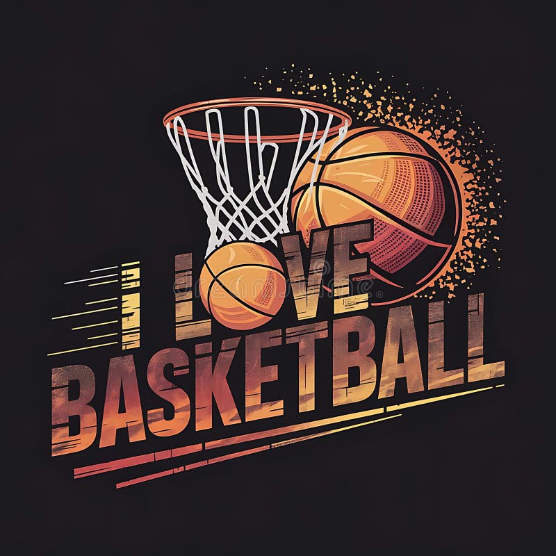 I Love Basketball - Retro Sports Graphical T Shirt Design Stock ...