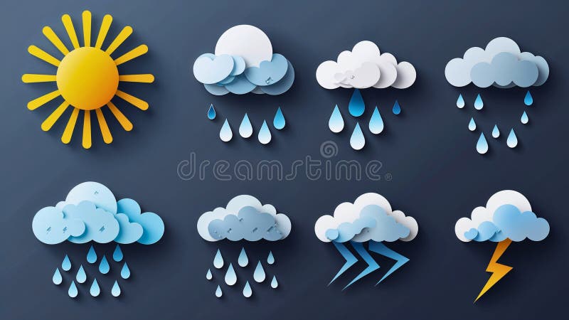 Weather Icon Icons Representing Related Symbols Stock Photos - Free ...