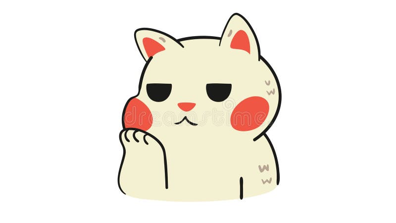 Cartoon Illustration of a Cat with a Relaxed and Smug Expression. Stock ...