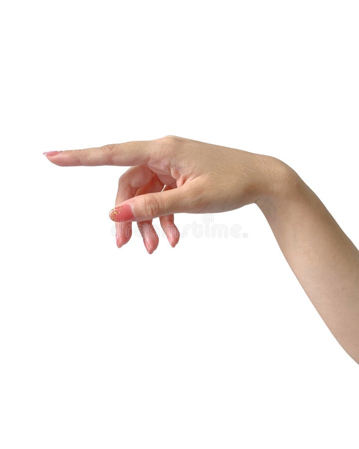 Woman Hand with Manicure with Pink Polish and White Patterns Stock ...