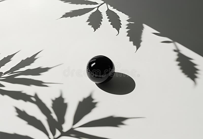 Black Spherical Object Featuring Delicate Leaf Shadows Creates Striking ...
