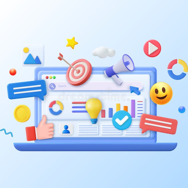 Illustration of Various Conveniences in One Laptop Stock Illustration ...