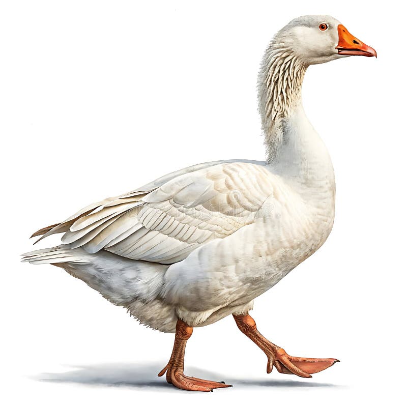 White Goose Walking Isolated on Plain Background Stock Photo - Image of ...