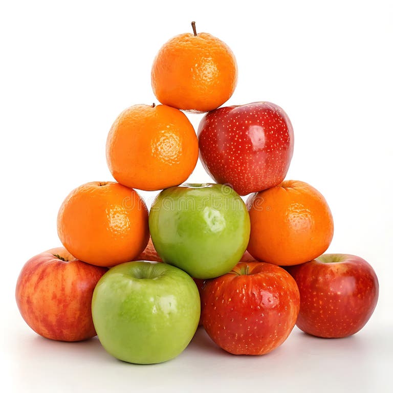 Stacked Fruit Pyramid with Oranges and Apples Stock Photo - Image of ...