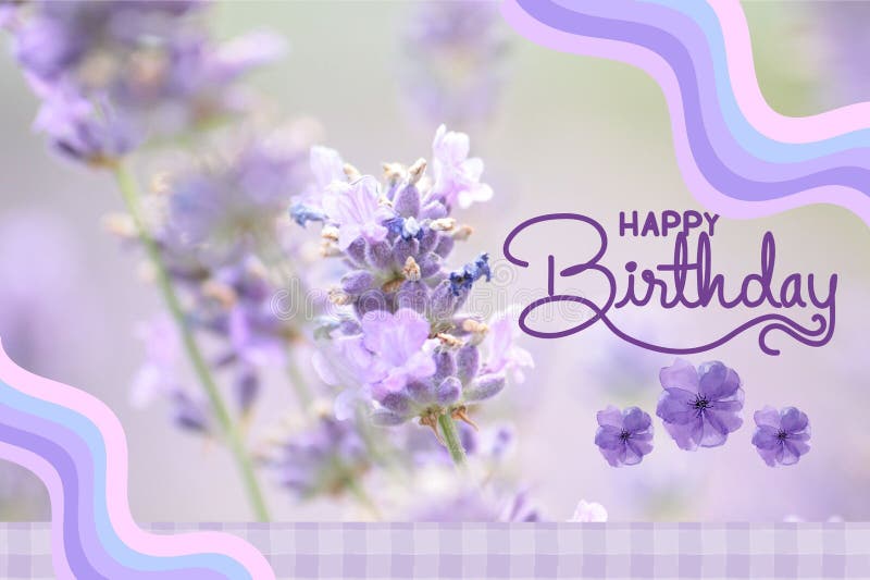 Elegant Lavender Birthday Card with Script Text and Floral Background ...