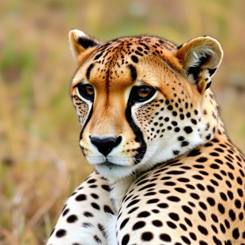 Close-Up Cheetah Portrait with Golden Eyes and Spotted Fur Stock Photo ...