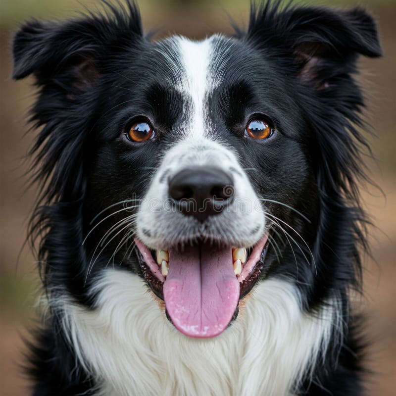 A Beautiful Black and White Border Collie with a Happy Expression Stock ...