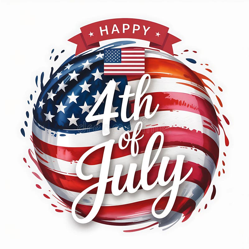 Happy 4th of July Round Flag Design with Bold Typography and Splash ...