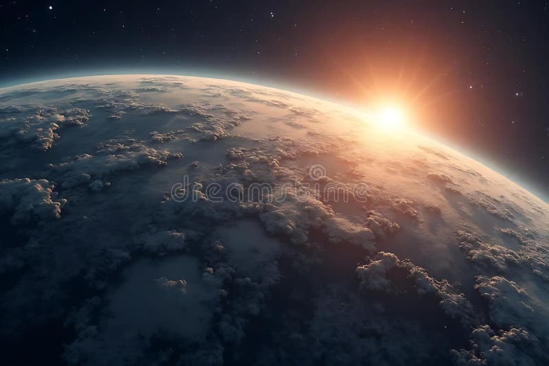 Sunrise in Space Over the Earth Stock Illustration - Illustration of ...
